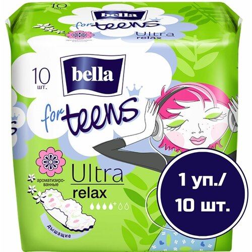 Bella прокладки for teens ultra relax deo fresh, 4 капли, 10 шт., белый