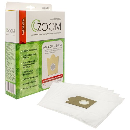 Синтетические пылесборники ZOOM 5 шт для пылесоса BOSCH BSGL52130 FREE E PROPOWER