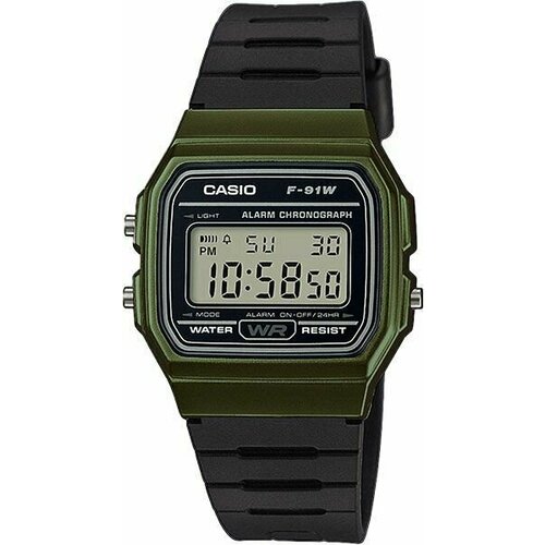 Наручные часы CASIO Standard F-91WM-3A, зеленый, черный