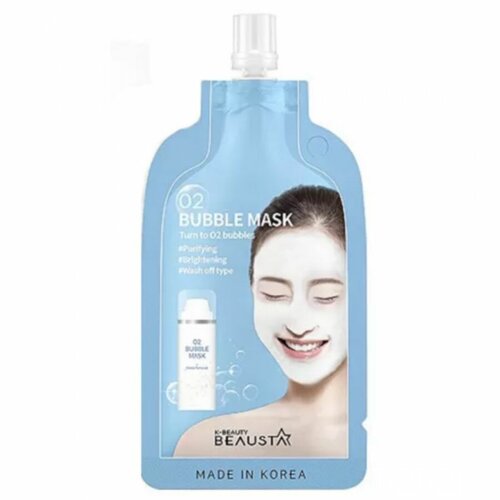 Beausta Кислородная маска для лица очищающая / O2 Bubble Mask, 20 мл, 2 штуки