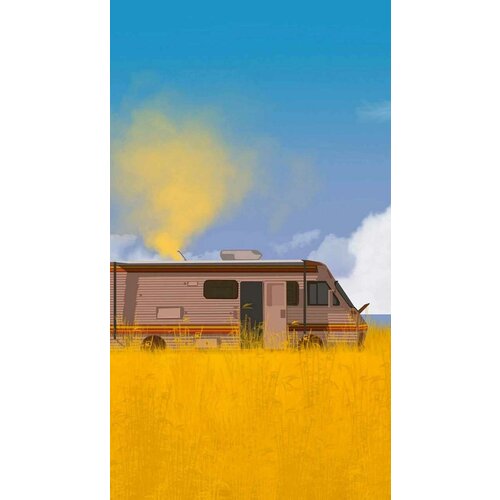 Картина на холсте 60x110 LinxOne "Фургон, машина, цветной дым, вертикальный" интерьерная для дома / на стену / на кухню / с подрамником
