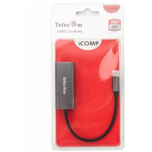 Telecom Переходник USB 3.1 Type-C -->RJ-45 1000Mbps +3 USB3.0, Aluminum Shell, 0.2м Telecom