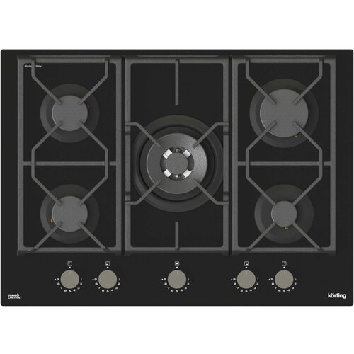 Газовая варочная панель Korting HGG 7987 CTN FLC, цвет панели черный, цвет рамки черный