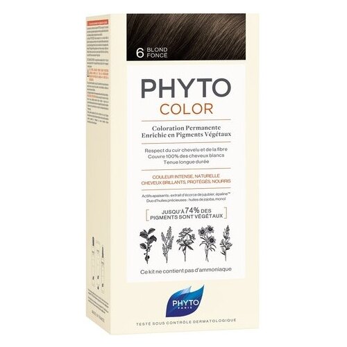 PHYTO PhytoColor краска для волос Coloration Permanente, 6 Темный блонд, 122 мл