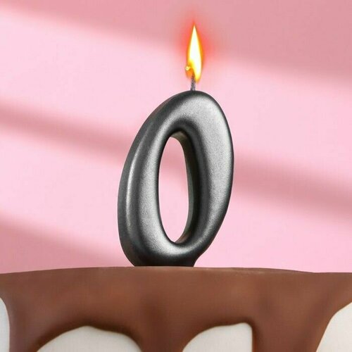 Свеча в торт Овал , цифра 0 , мокрый асфальт, 78 см