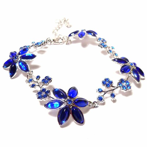 Браслет KAMILA/Чехия, кристаллы Swarovski, размер 17 см, синий