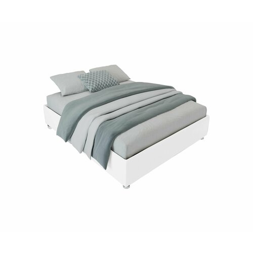 Двуспальная кровать Основание без изголовья 160x200 основание металлическое с ламелями велюр белый ножки 13 см хром