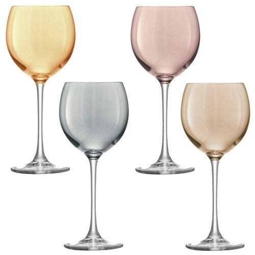 Набор бокалов LSA Polka wine glass PZ03/PZ09, 400 мл, 4 шт., серый/коричневый/оранжевый/розовый