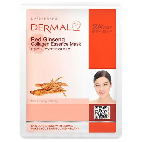 DERMAL тканевая маска с коллагеном и экстрактом женьшеня, 23 г, 23 мл