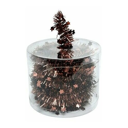 Мишура de luxe звездная нить шоколадный трюфель, 3.5 см х 7 м, Kaemingk 420126