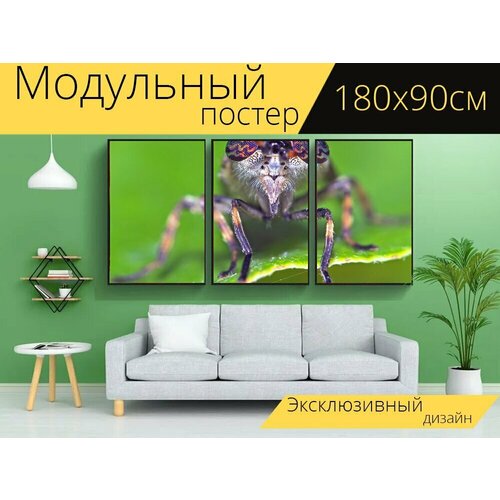 Модульный постер "Летать, макрос, насекомое" 180 x 90 см. для интерьера