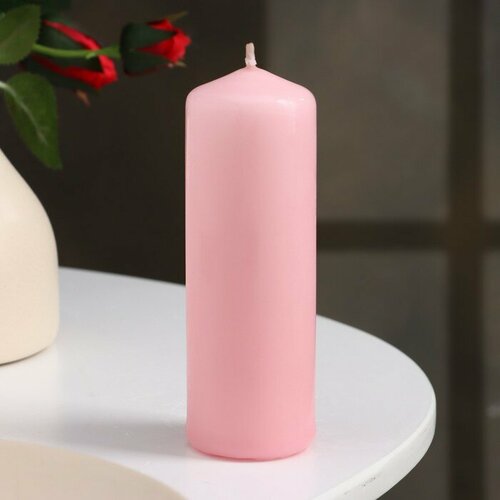 Свеча - цилиндр, 4×12 см, 15 ч, светло-розовая