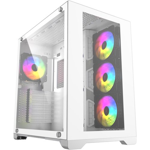 Powercase Корпус Powercase Vision White, Tempered Glass, 4х 120mm 5-color fan, белый, ATX (CVWA-L4)