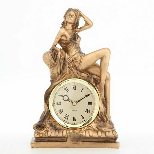 Часы настольные "Девушка", дискретный ход, 1 АА, 19 x 29 см, циферблат d-8.5 см