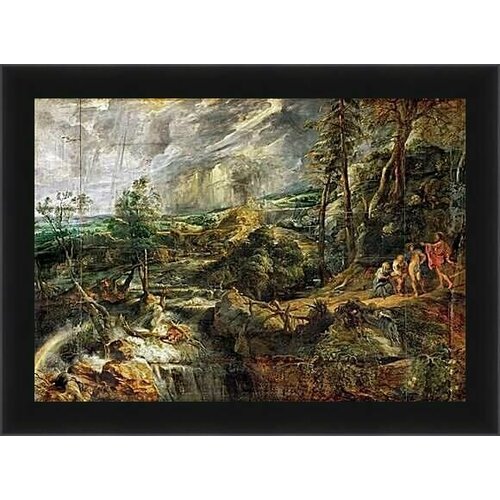 Плакат, постер на бумаге Stormy Landscape with Philemon and Baucis. Питер Пауль Рубенс. Размер 30 на 42 см
