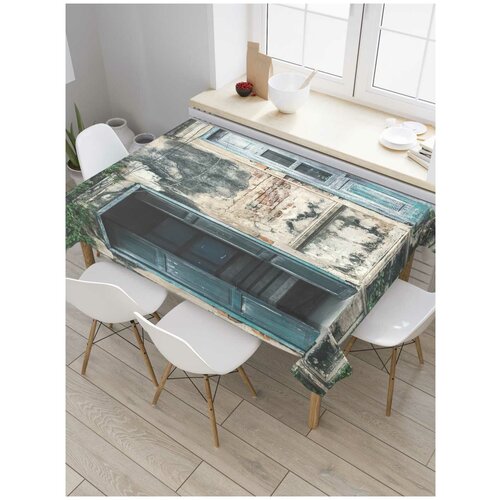 Скатерть прямоугольная JoyArty на кухонный стол "Старинное жилье" из оксфорда, 180x145 см