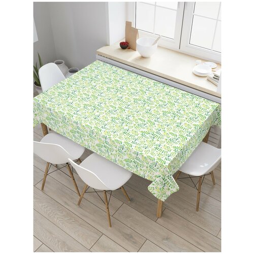 Скатерть прямоугольная JoyArty на кухонный стол "Весенняя растительность" из оксфорда, 180x145 см