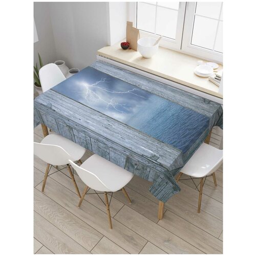 Скатерть прямоугольная JoyArty на кухонный стол "За окном гроза" из оксфорда, 120x145 см