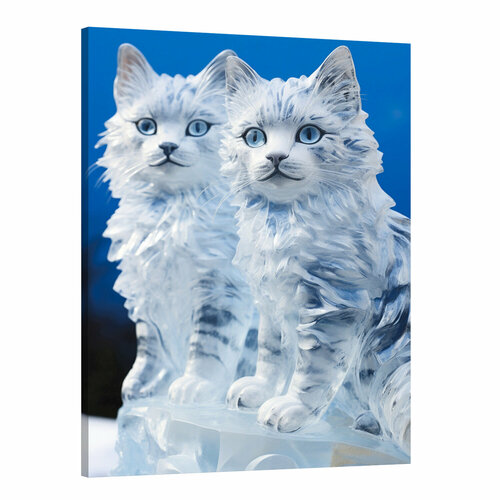 Интерьерная картина 50х70 "Ледяная скульптура коты"