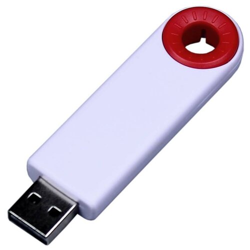 Классическая белая выдвижная пластиковая флешка с круглым отверстием (32 Гб / GB USB 3.0 Красный/Red 035W)