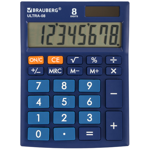 Калькулятор настольный BRAUBERG ULTRA-08, синий, 5 шт.