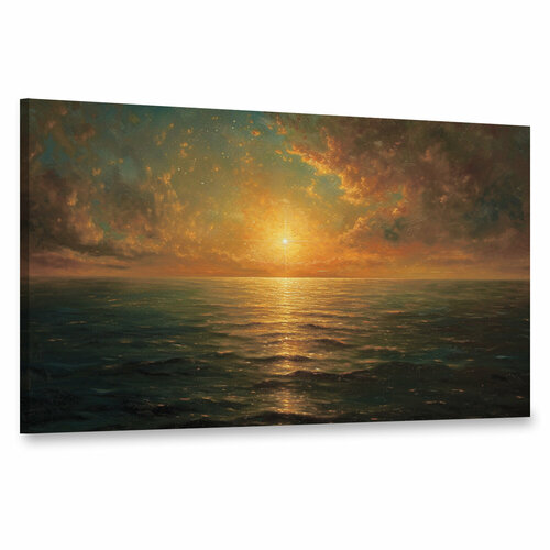 Интерьерная картина 100х60 "Звезда, светящаяся на морском горизонте"