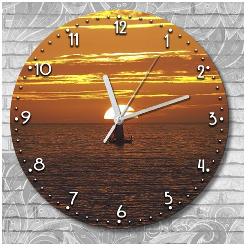 Настенные часы УФ пейзаж (корабль, ship, море, океан, вода, плавание, путешествия, красивый пейзаж) - 2133