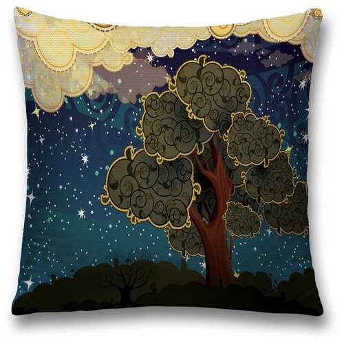 Наволочка декоративная на молнии, чехол на подушку JoyArty "Звездный лес" 45х45 см