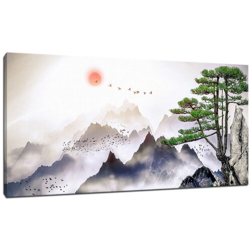 Картина Уютная стена "Головокружительный вид на горы" 130х60 см