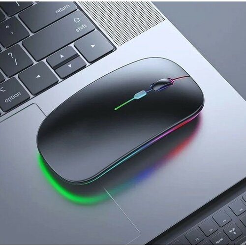 Беспроводная компьютерная мышь с подсветкой/ Bluetooth/ Бесшумный/ Черный