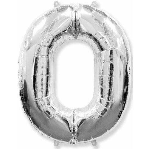 Воздушный шар Цифра 0, серебряный, 66 см