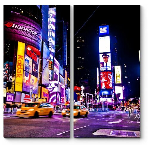 Модульная картина Неоновые огни Нью-Йорка 50x50