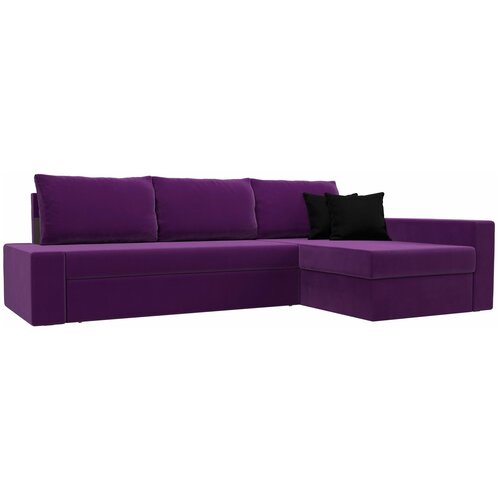 Угловой диван Версаль правый угол, Микровельвет фиолетовый и черный