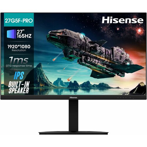 HISENSE Монитор Hisense 27" 27G5F-PRO черный IPS LED 1ms 16:9 HDMI M/M 250cd 178гр/178гр 1920x1080 165Hz FreeSync Premium DP FHD 7.5кг 27G5F-PRO