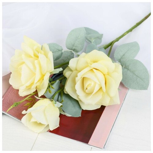 Цветы искусственные Роза Терция 12х60 см, жeлтый