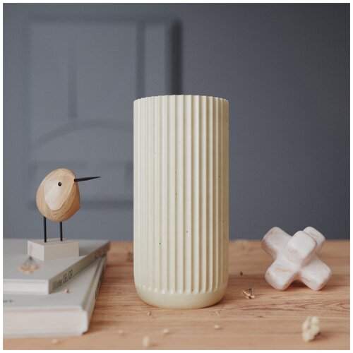 Декоративная ваза для сухоцветов Chloe M, 20x9.5 см, бетон, кремовая глянцевая