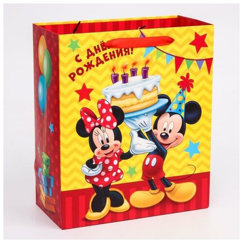 Disney Пакет ламинат вертикальный "С Днем Рождения!", Микки Маус, 23х27х11,5 см