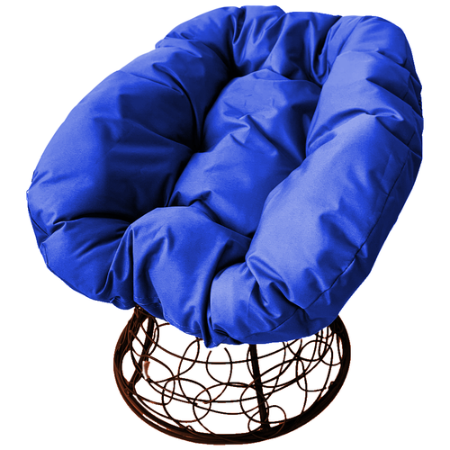 Кресло M-Group пончик ротанг коричневый, синяя подушка