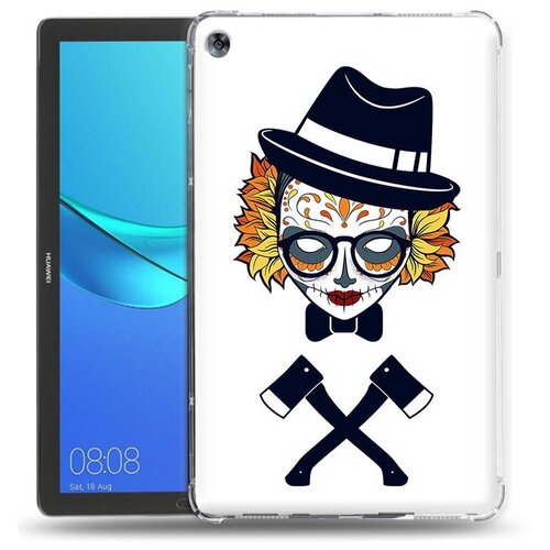 Чехол задняя-панель-накладка-бампер MyPads девушка в маске с топорами рисунок для Huawei MediaPad M5 10.8/Huawei MediaPad M5 10.8 Pro противоударный