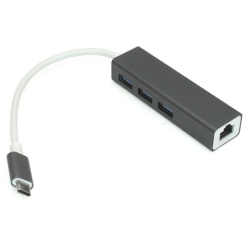 Адаптер Type-C на USB 3.0*3 + RJ45 серый