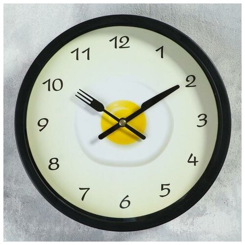 Часы настенные, серия: Кухня, "Яичница", плавный ход, d-23 см