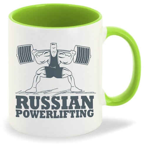 Кружка светло-зеленый CoolPodarok Russian powerlifting (Русский пауэрлифтинг)