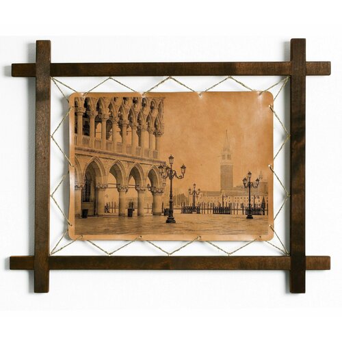 Картина Италия, интерьерная для украшения и декора на стену в деревянной раме, подарок, натуральная кожа, BoomGift