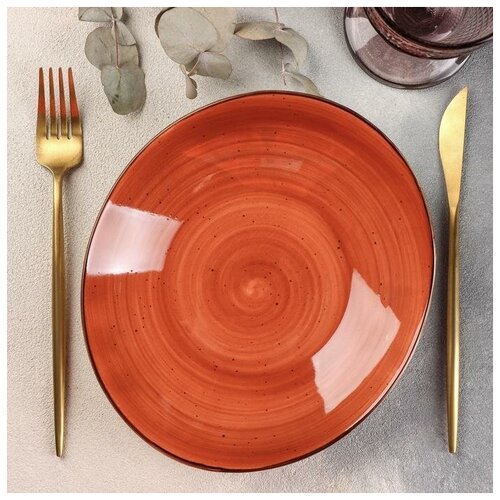 Блюдо керамическое сервировочное «Сапфир», 22×19,5×3,5 см, цвет оранжевый