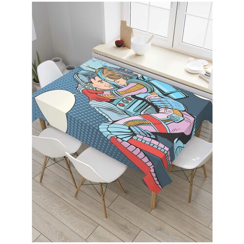 Скатерть прямоугольная JoyArty на кухонный стол "Космическая пара" из оксфорда, 120x145 см