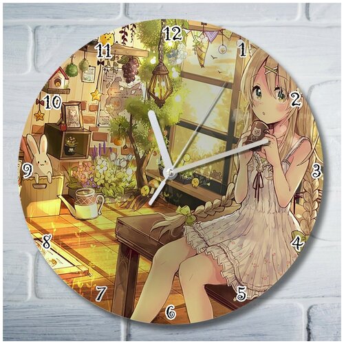 Настенные часы УФ чайная (чай, чашка, девушка, аниме) - 216