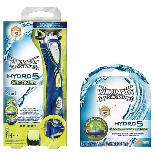 Wilkinson Sword /SCHICK / Hydro5 Groomer / Бритвенный станок с триммером и 1 кассетой + упаковка сменных кассет (4 шт)