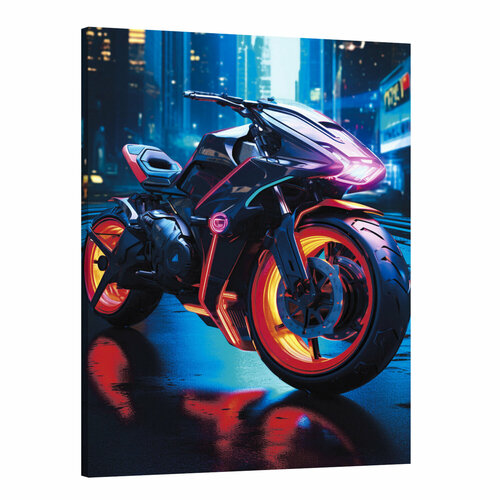 Интерьерная картина 50х70 "Мотоцикл в сумерках"