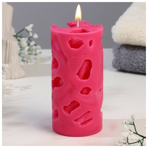 Свеча ароматическая декоративная "Ажурная", розовый, 6х12 см, пион