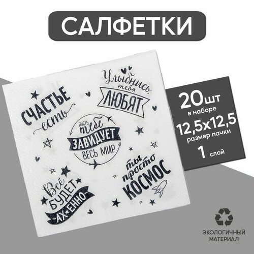 Cалфетка «Пусть тебе завидует весь мир», 25 × 25, набор 20 шт.